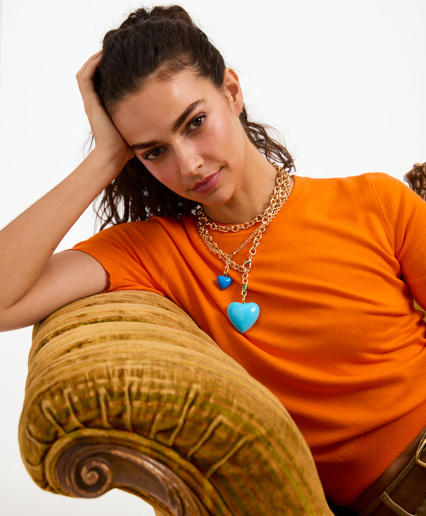 The Mini Puffy Heart Charm Necklace – Roxanne Assoulin